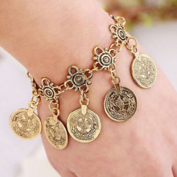 Jewelry | New Womens Antique Gold Plated Coin Anklet Or Bracelet 911 ...